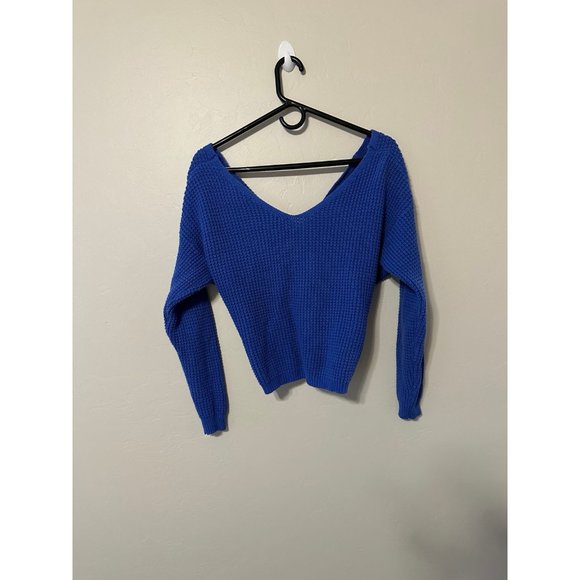 moon & madison | Sweaters | Moon Madison Twist Back Knit Sweater Royal ...